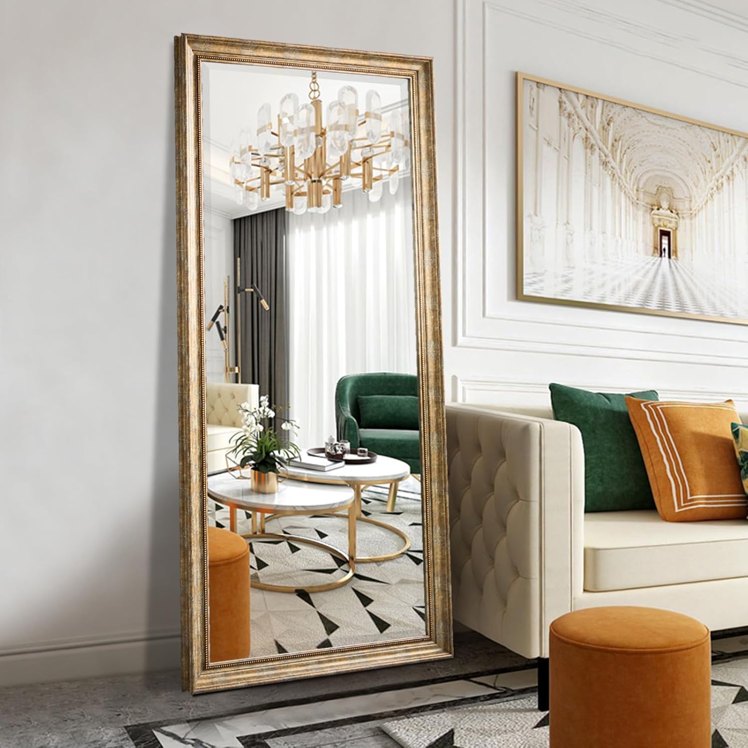 Amazon.com: Niccy Full Length Mirror 65"x 22", Floor Mirror Beaded ...