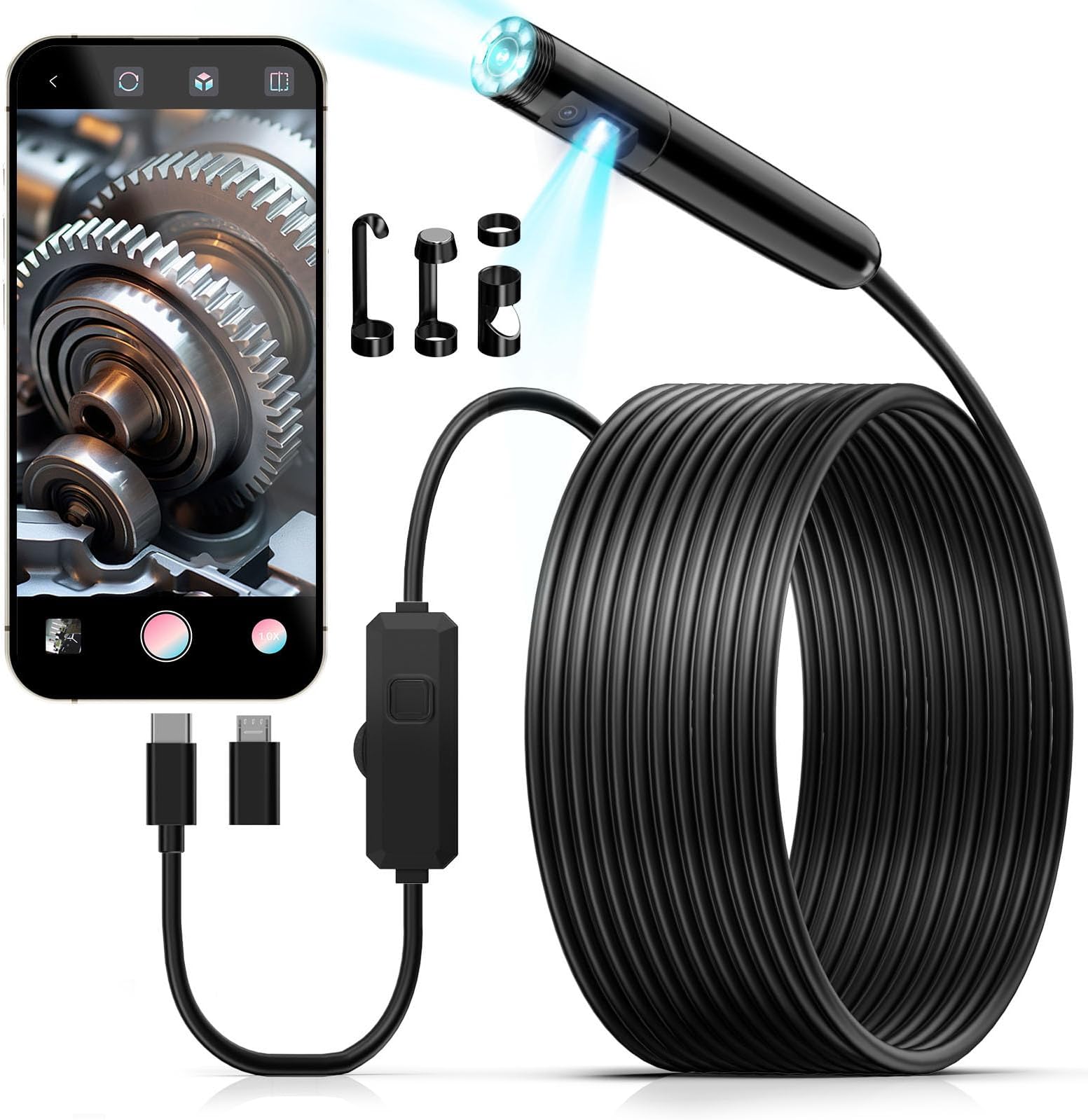 Endoscope Inspection Camera, KAIWEETS 1920P HD Dual-Lens Endoscope with ...