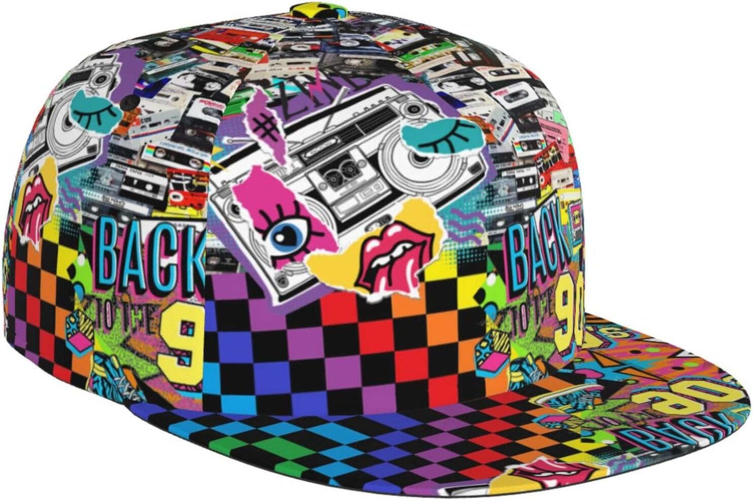Amazon.com: Retro 80s 90s Baseball Cap,Funny Print Adjustable Flat Bill ...