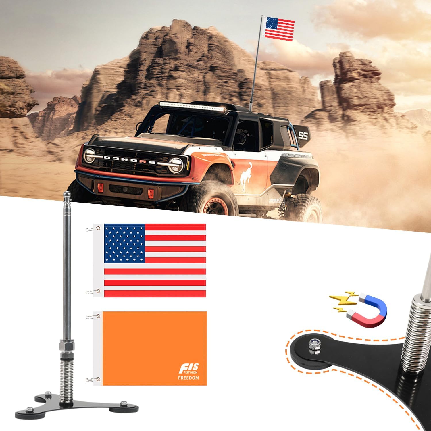 Amazon.com : 52 IN Magnetic Flag Pole Kit, No Drilling, Triangular ...