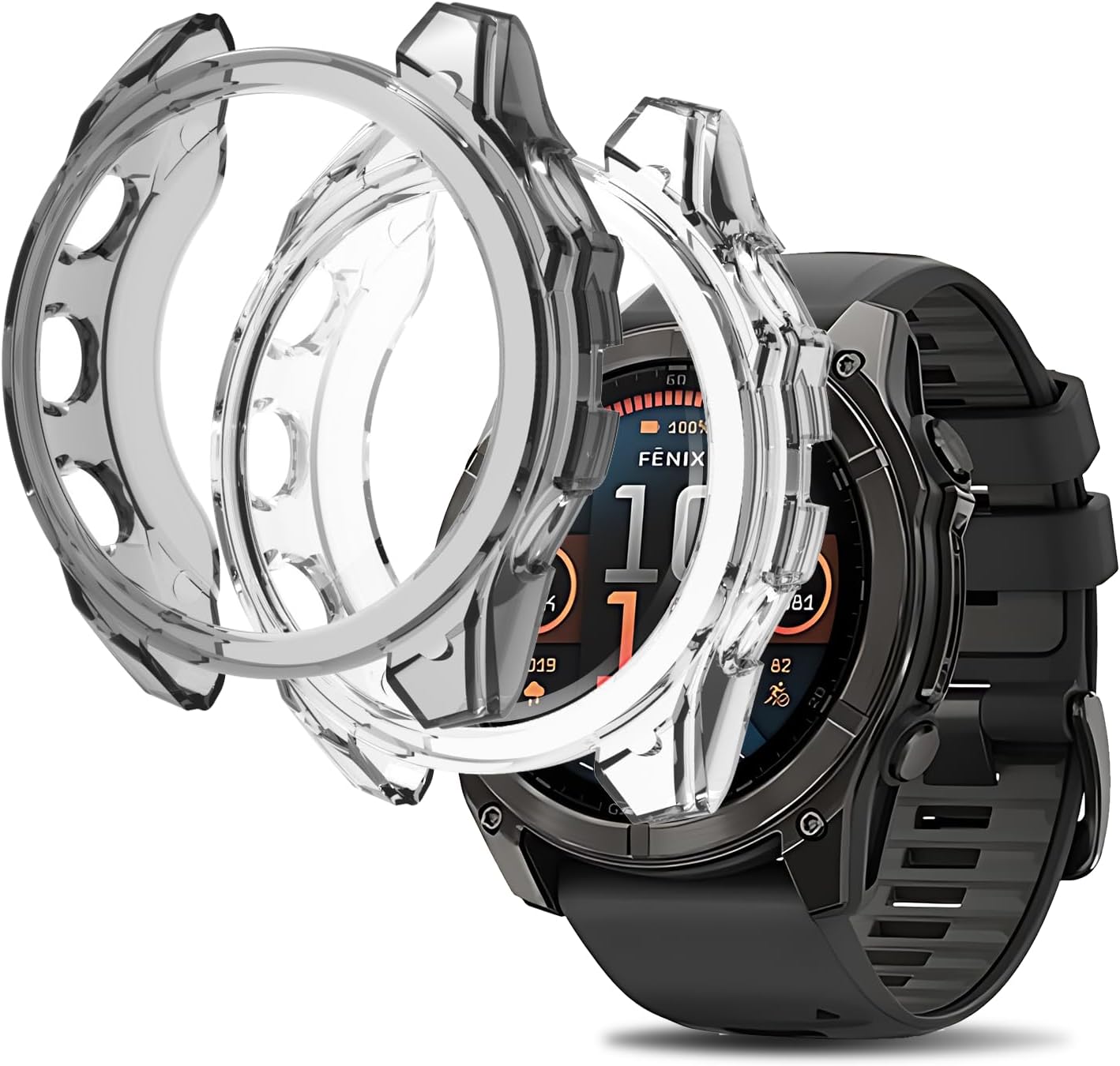 Amazon.com: Miimall Rugged Case for Garmin Fenix 8 with Tempered Glass ...