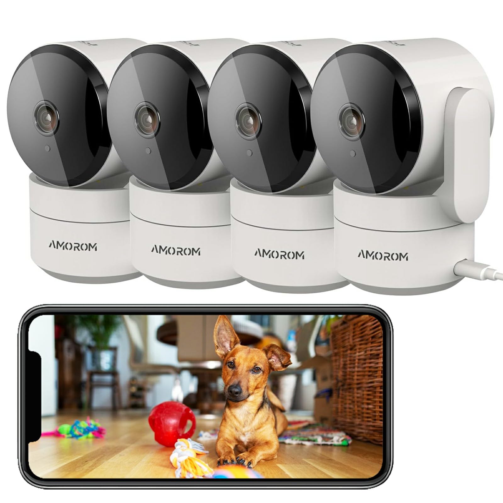 Amazon.com : Pet Camera 360° Home Security Cameras with 2-Way Audio ...