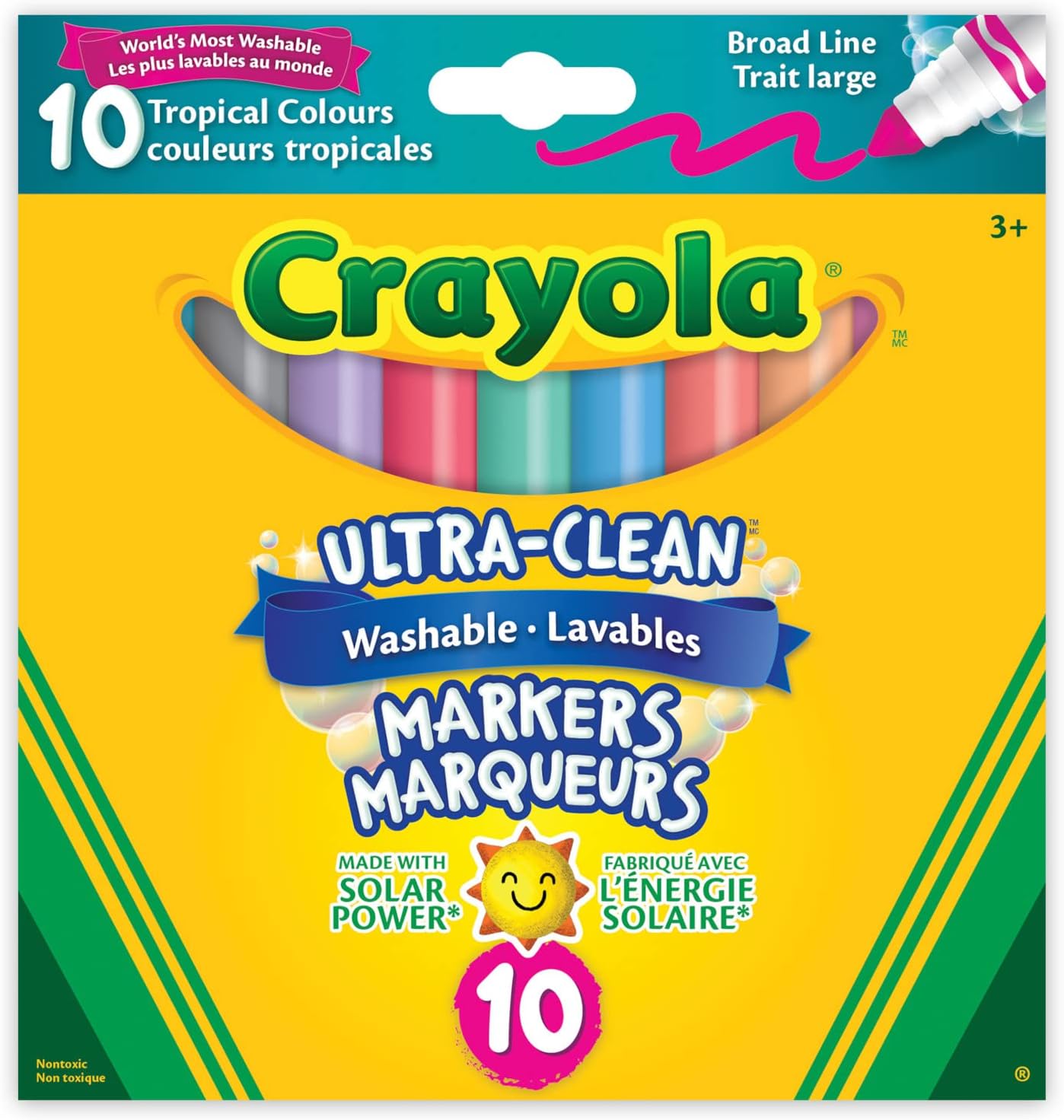 Crayola 16 marqueurs colossaux lavables à large ligne pour arts et ...
