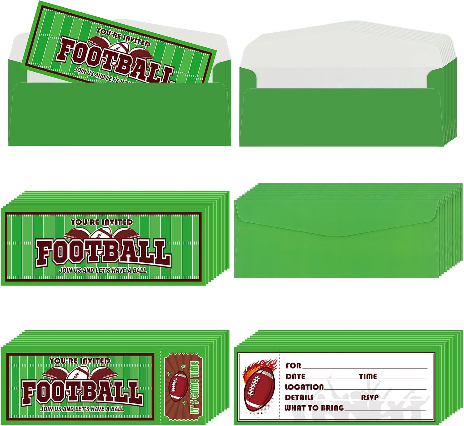 Amazon.com: 50 Pieces Football Birthday Invitations with Envelopes ...