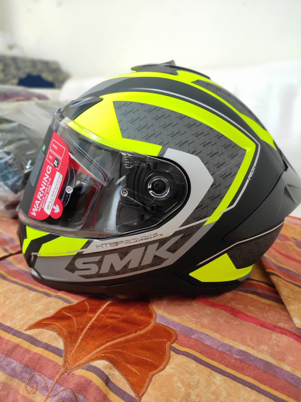 SMK Helmets - Typhoon - RD1 - Matt Black Yellow Grey - Dual Visor Full Face Helmet (MA246 - X ...