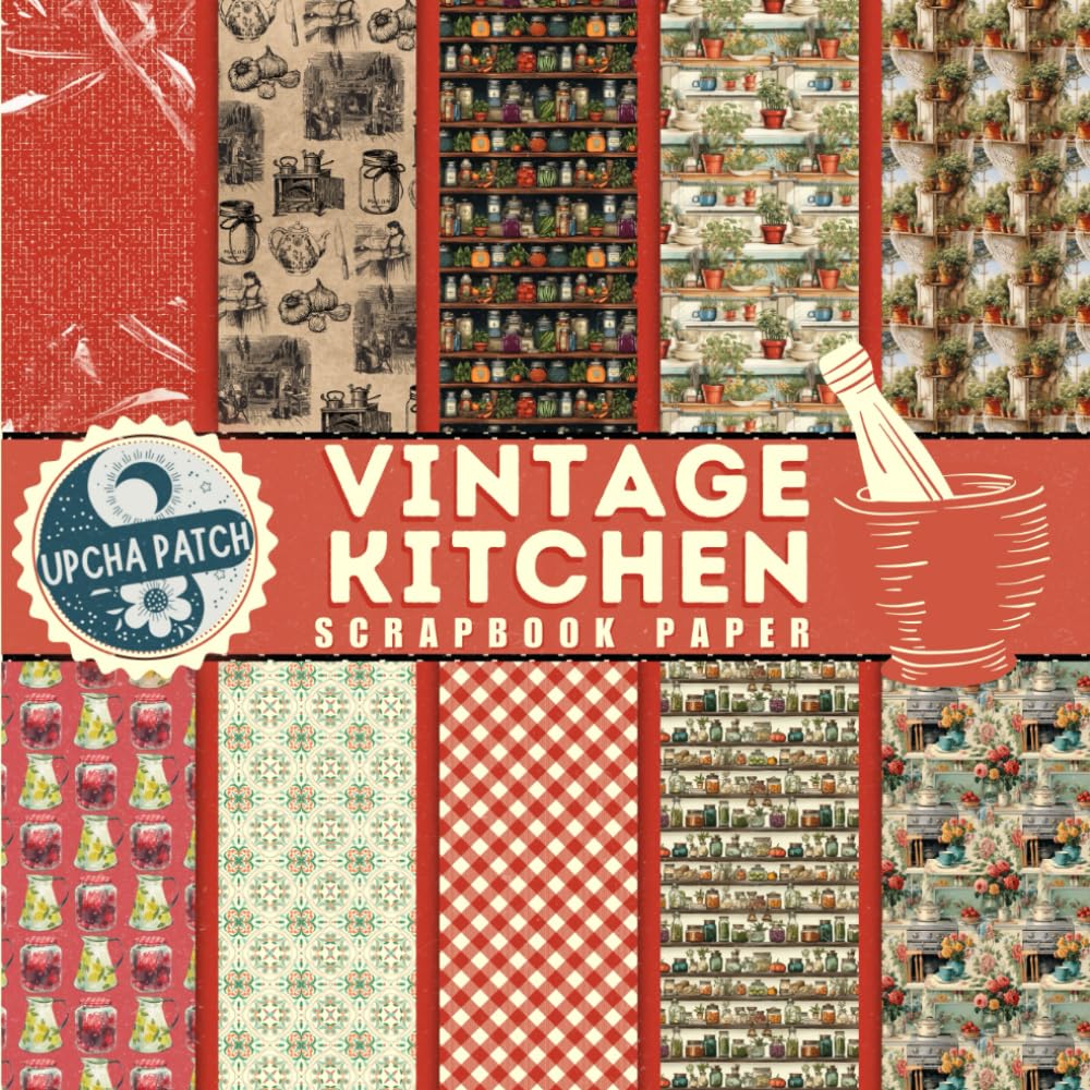 Vintage kitchen scrapbook paper, 8.5x8.5, 10 Designs, 20 Double-Sided ...