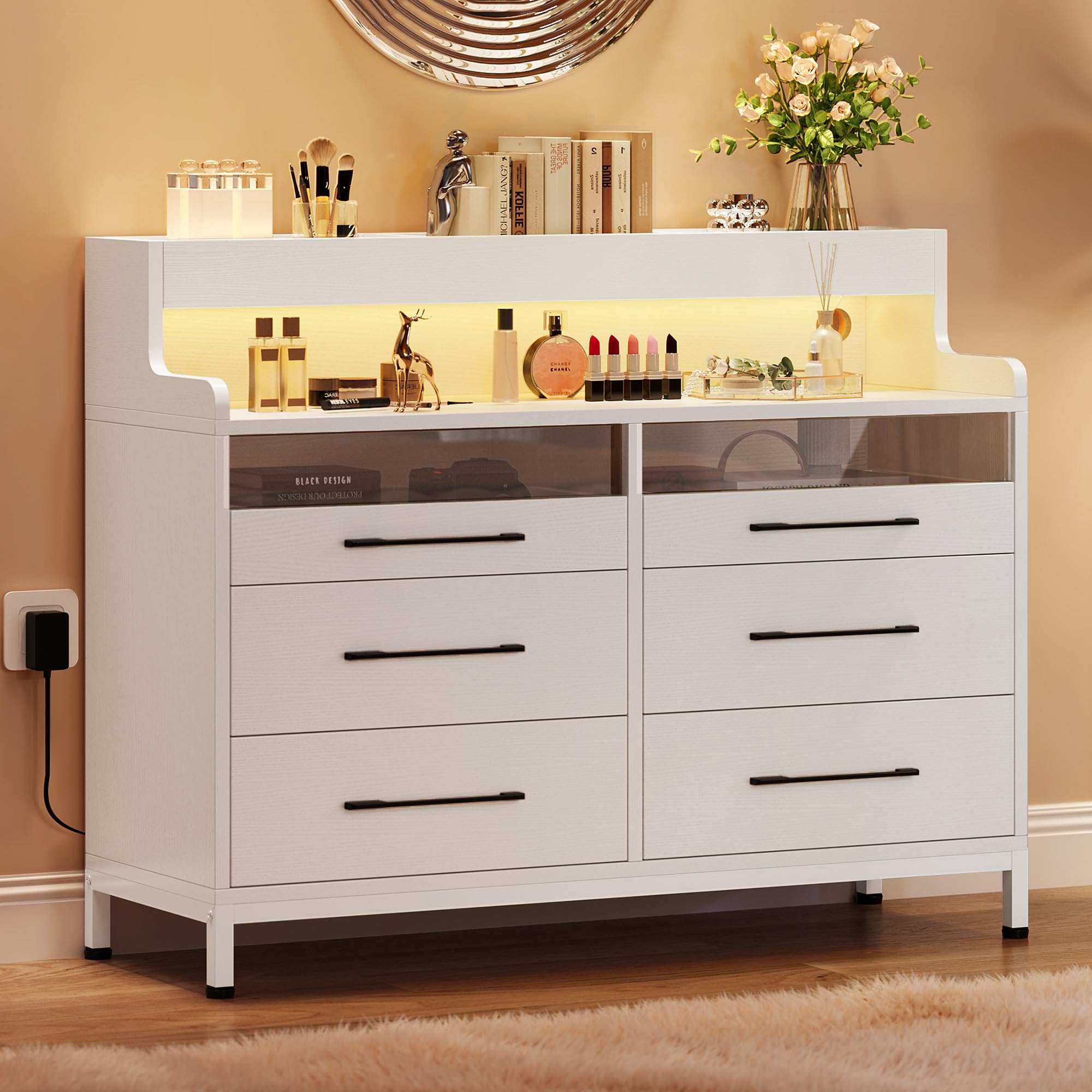 Amazon.com: YITAHOME 6 Drawer Dressers & Chests of Drawers with LED ...