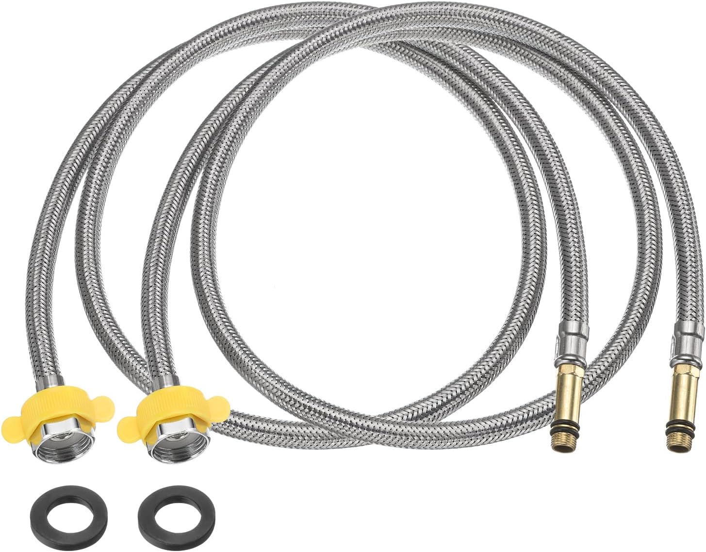 uxcell 2Pcs 47" Faucet Supply Lines Connector Stainless Steel Braided ...