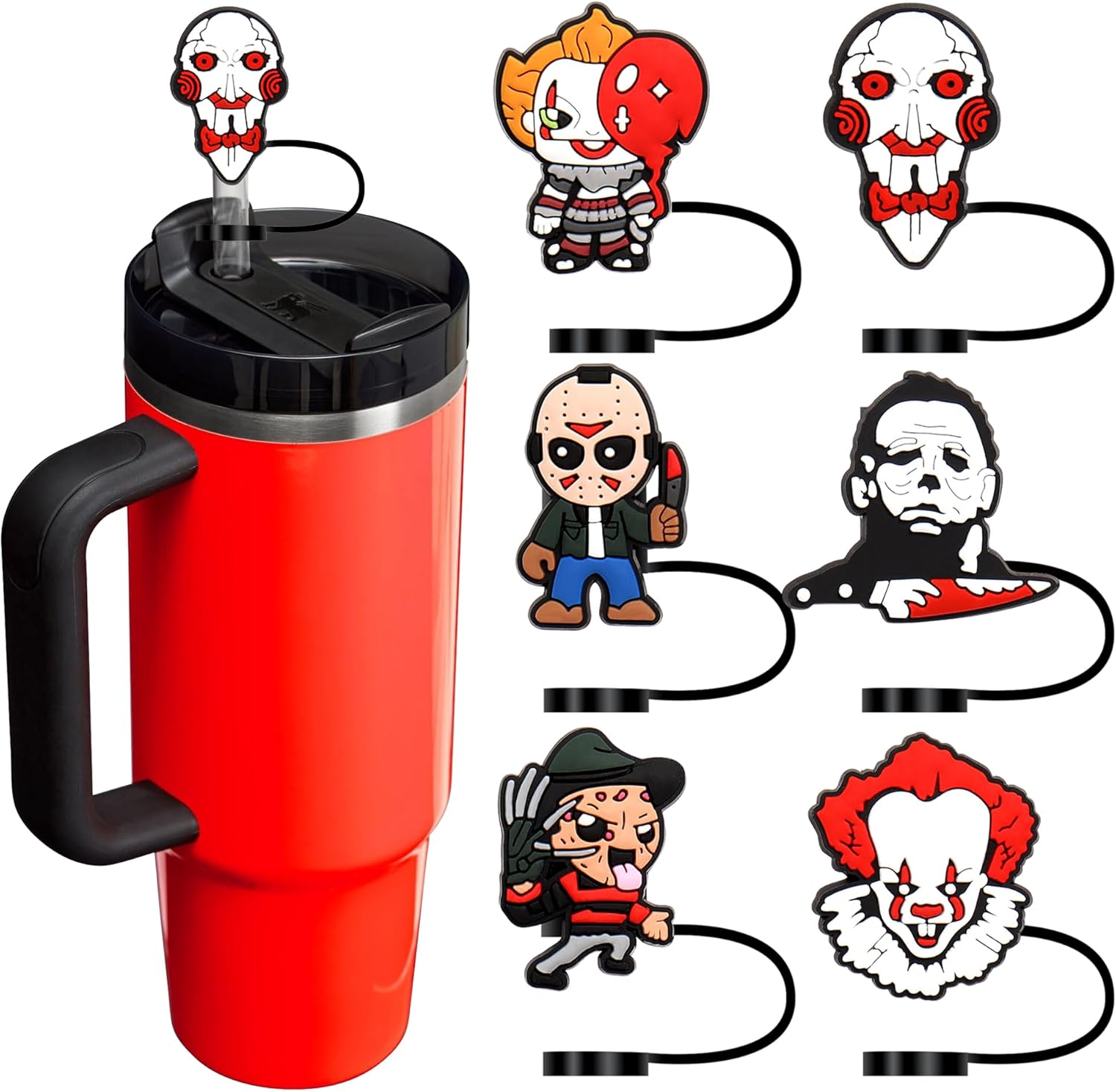 Amazon.com: 6 Pieces Horror Movie Straw Topper for Wicked Stanley Cup ...