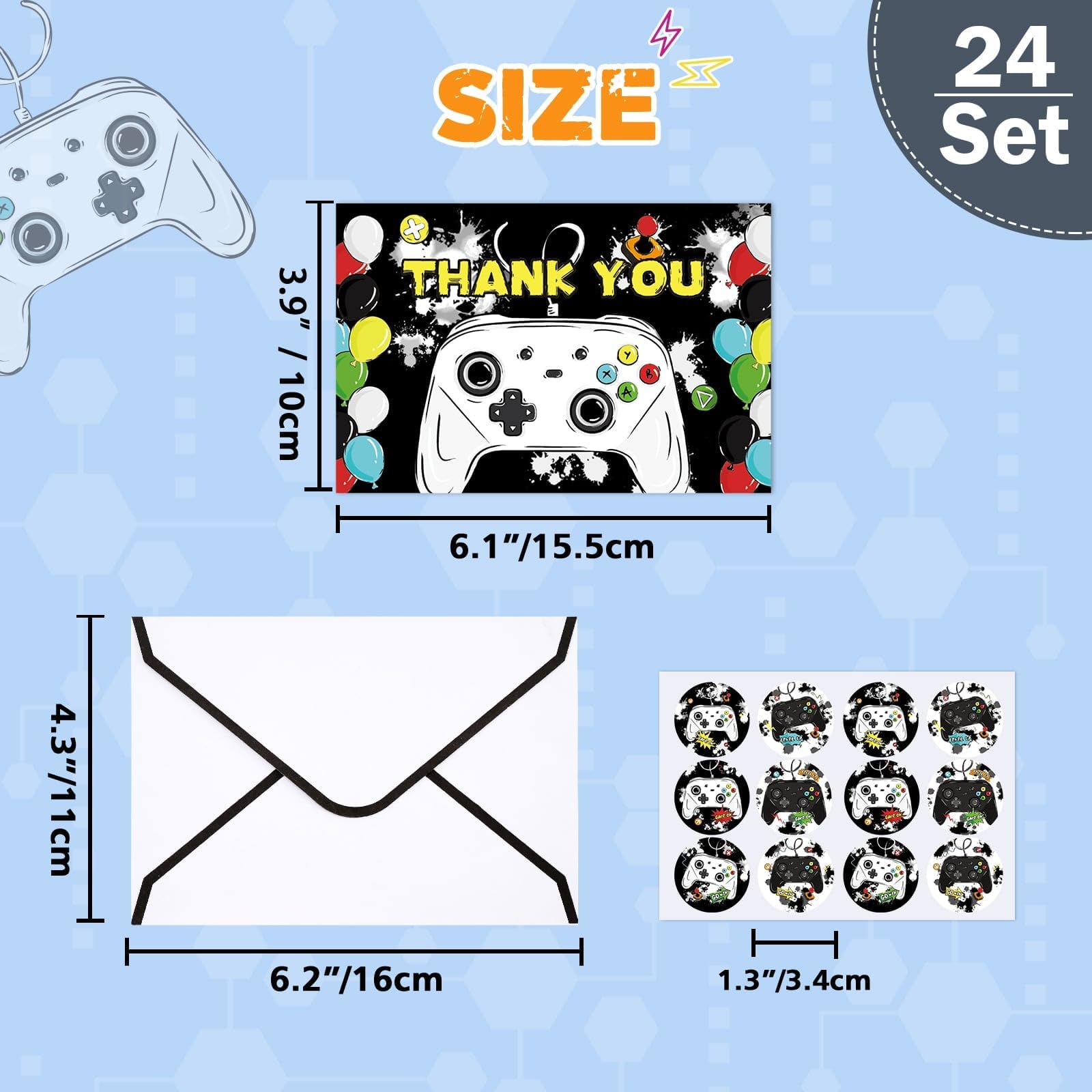 Snapklik.com : WERNNSAI Video Game Thank You Cards - 24 PCS Video Game ...
