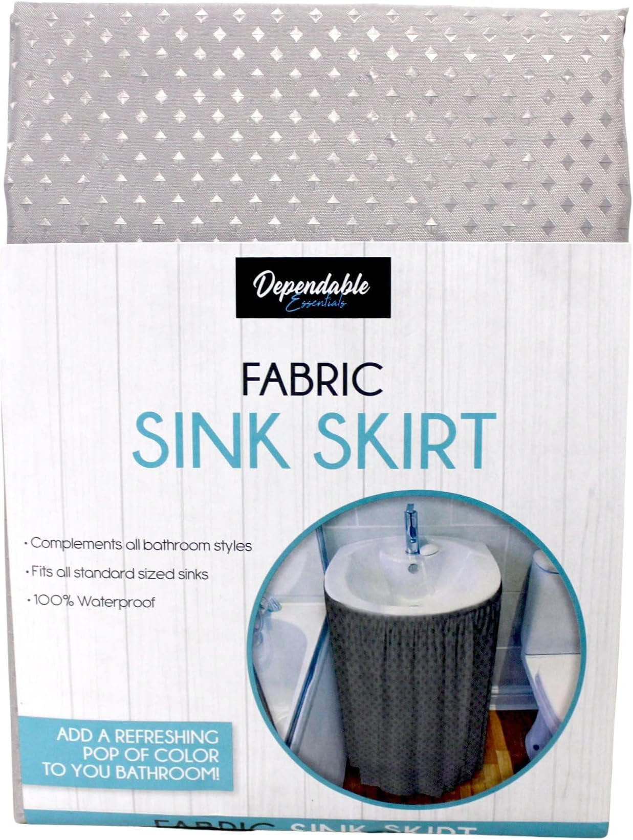 Fabric Sink Skirt Diamond Mosaic Stitch Platinum Silver Grey - Amazon.com