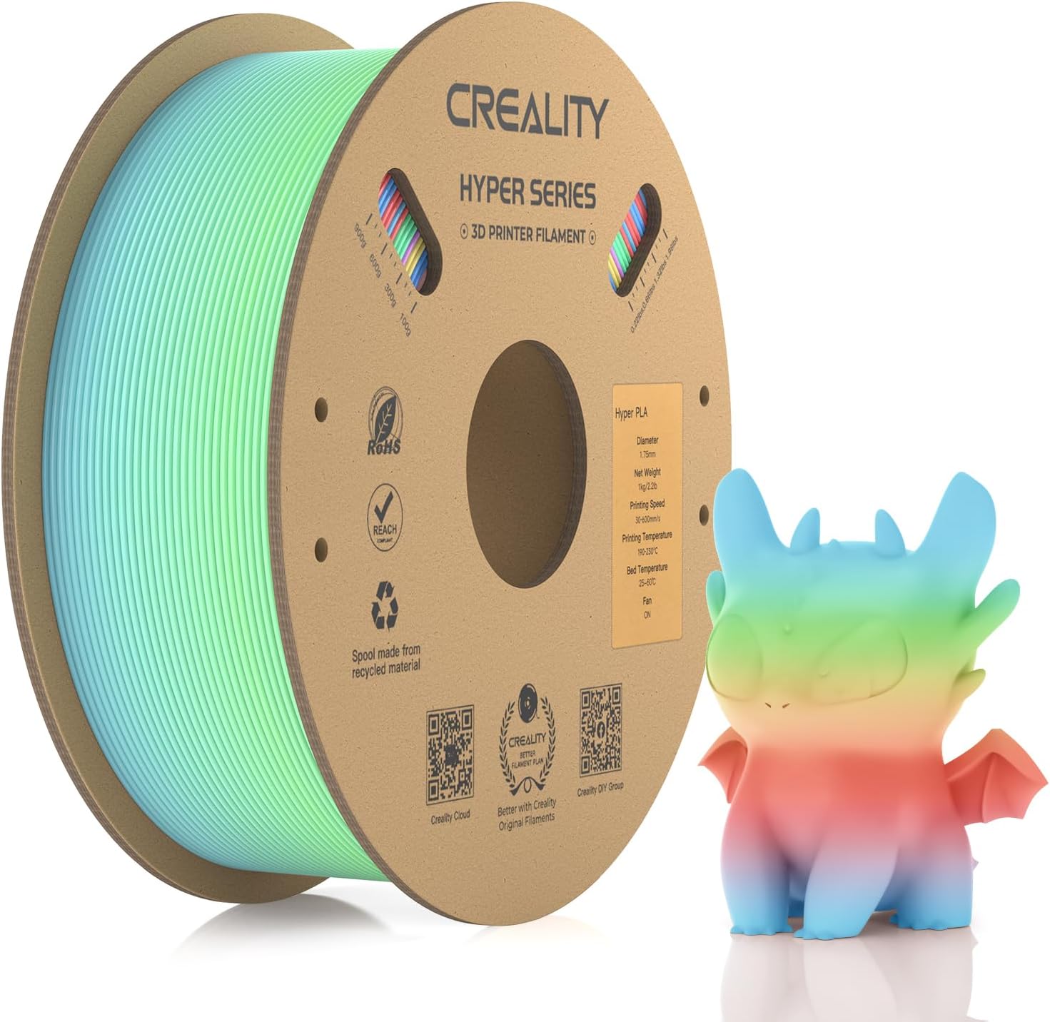 Creality Official Hyper PLA Filament Rainbow 1.75 mm, 3D Printer ...