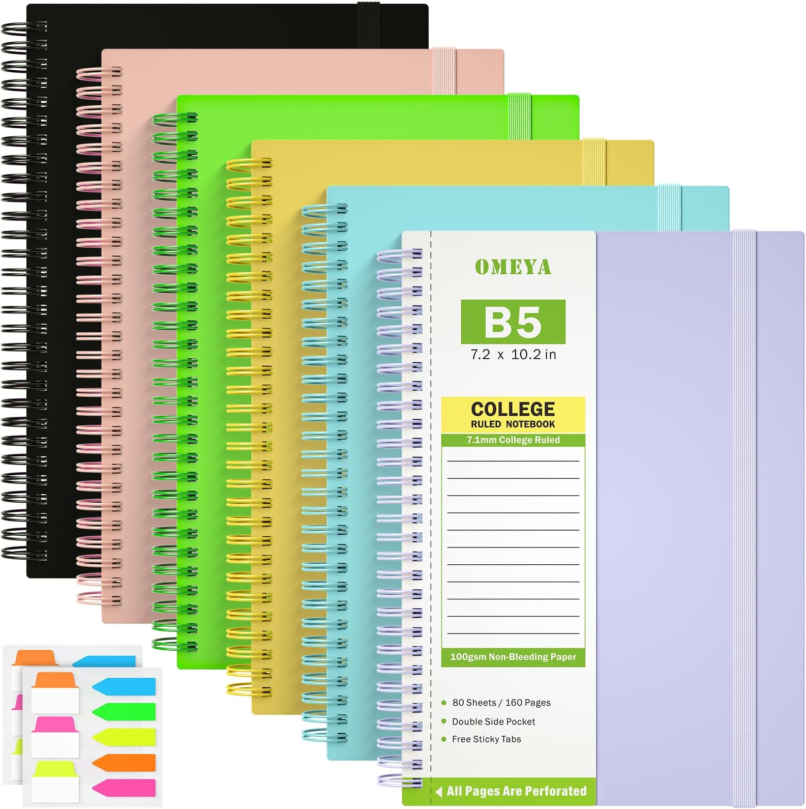 Amazon.com : Spiral Notebook, 6 Pack Notebooks College Ruled with ...