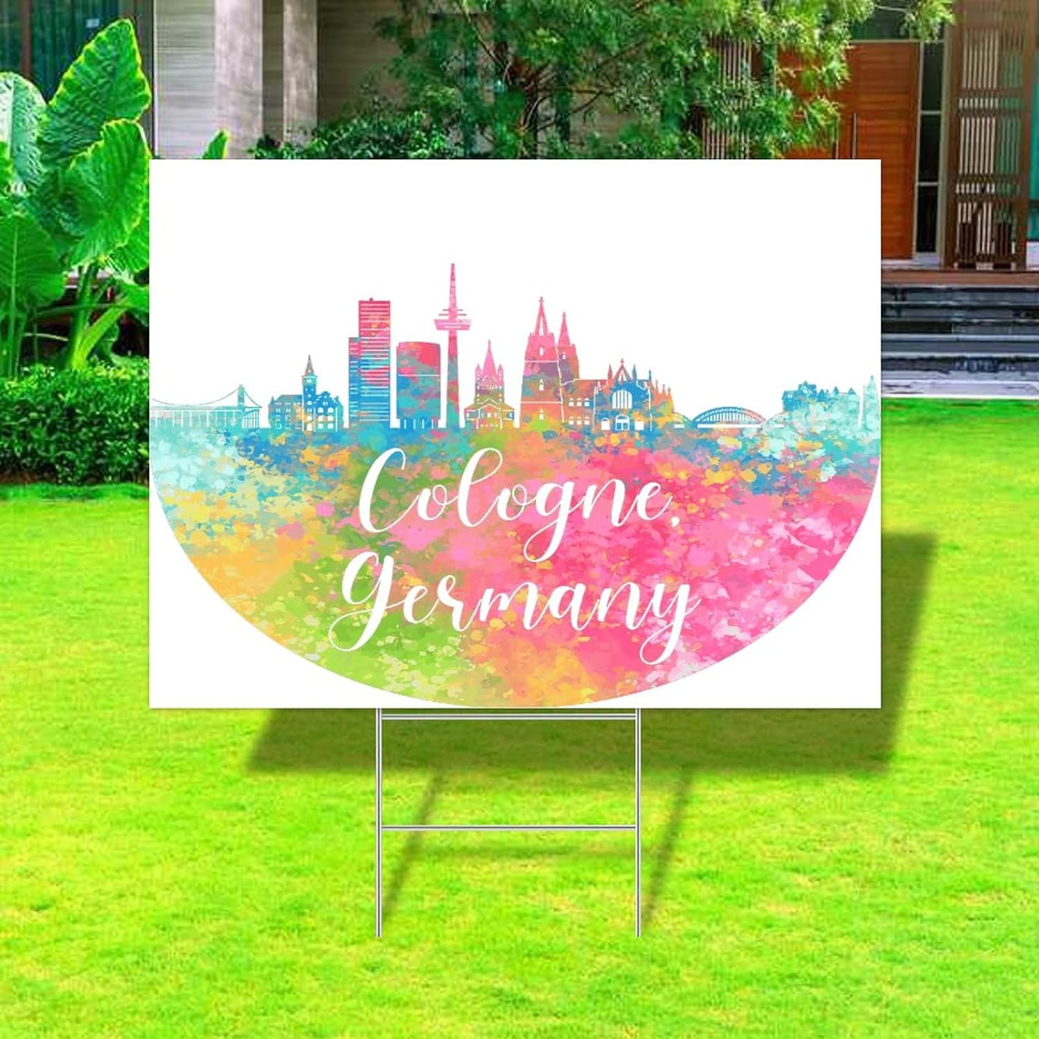 Amazon.com : Germany City Cologne Yard Signs Double Sided Plastic Lawn ...