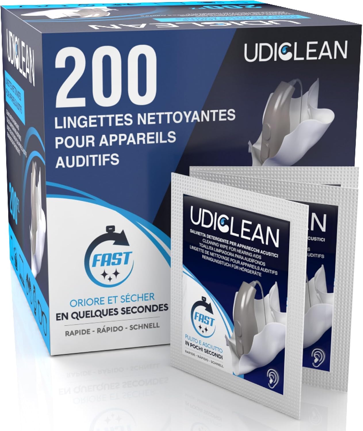 200 lingettes jetables humidifiées Udiclean pour Le Nettoyage Quotidien ...