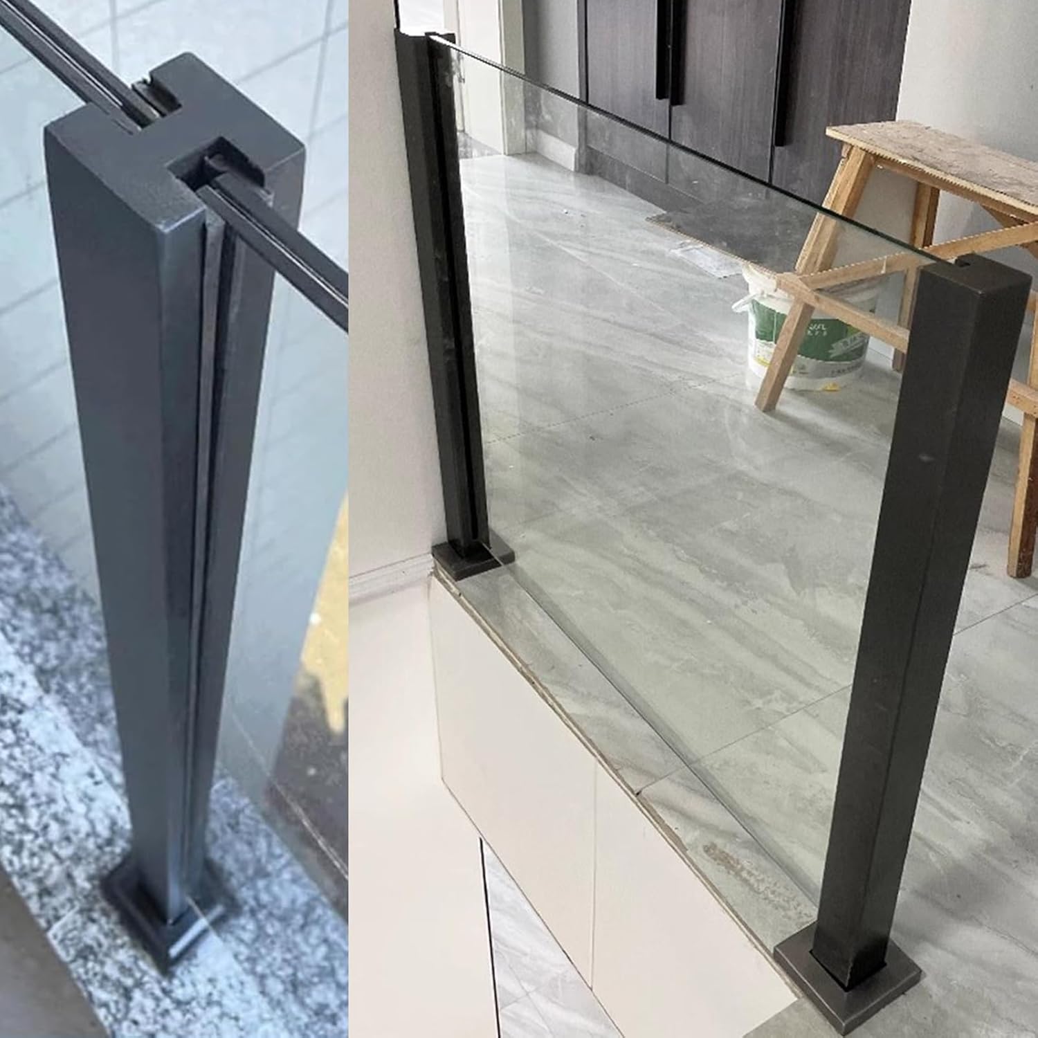 Amazon.com: Glass Railing Post Matte Black Glass Railing Post, Indoor ...
