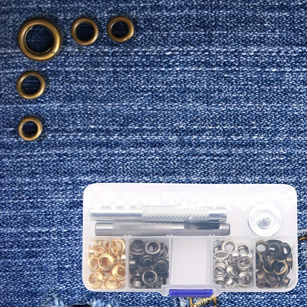 Eyelets for Fabric, 120 Sets 6mm Eyelets Punch Kit, Grommets Eyelets ...