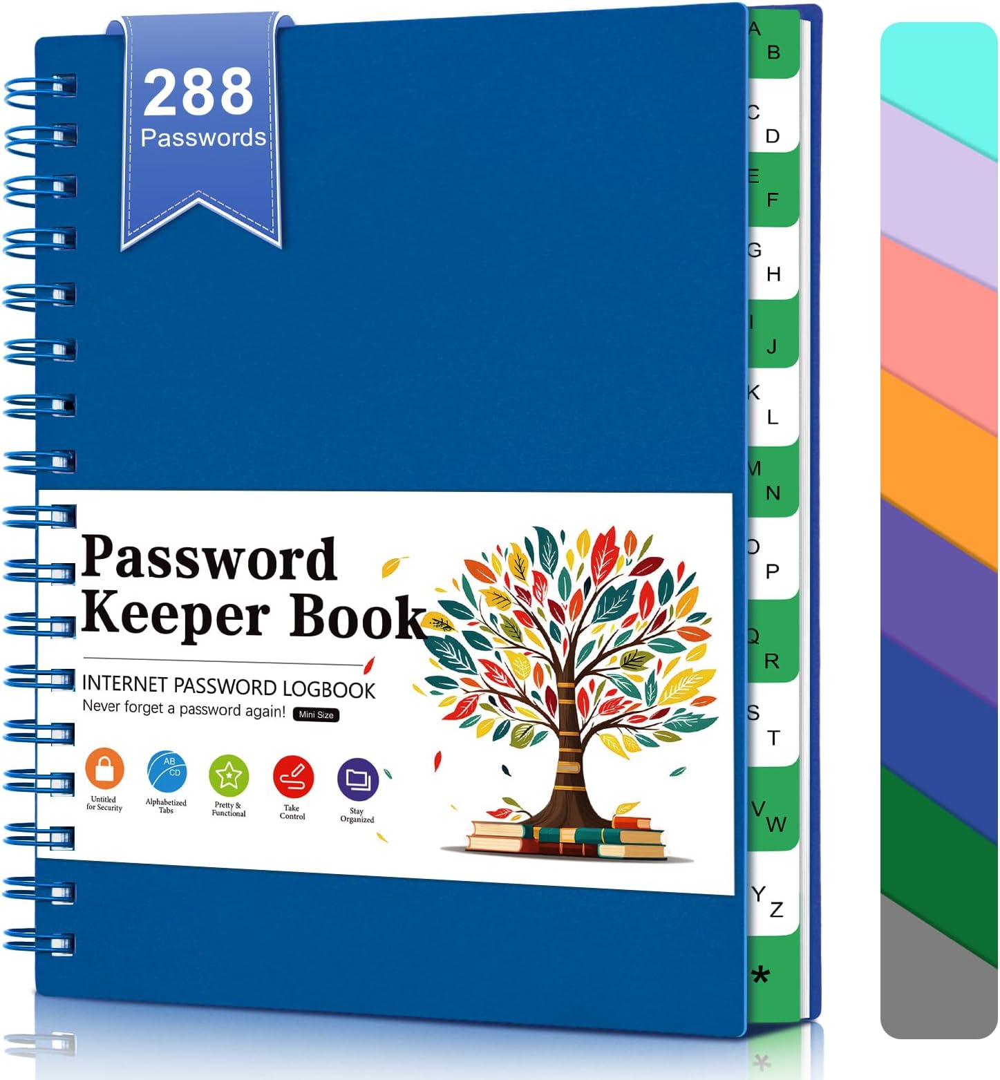 Password Book with Alphabetical Tabs, Spiral Password Keeper Book for ...