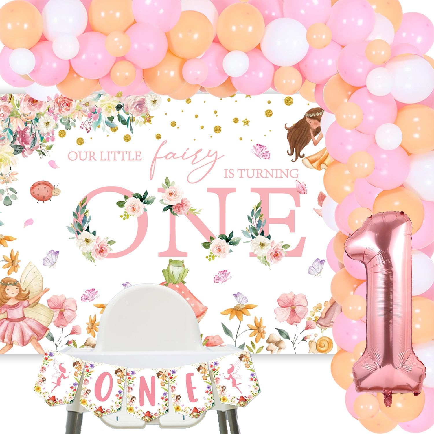 Amazon.com: Fairy 1st Birthday Decoration for Girl Fairy Themed ...