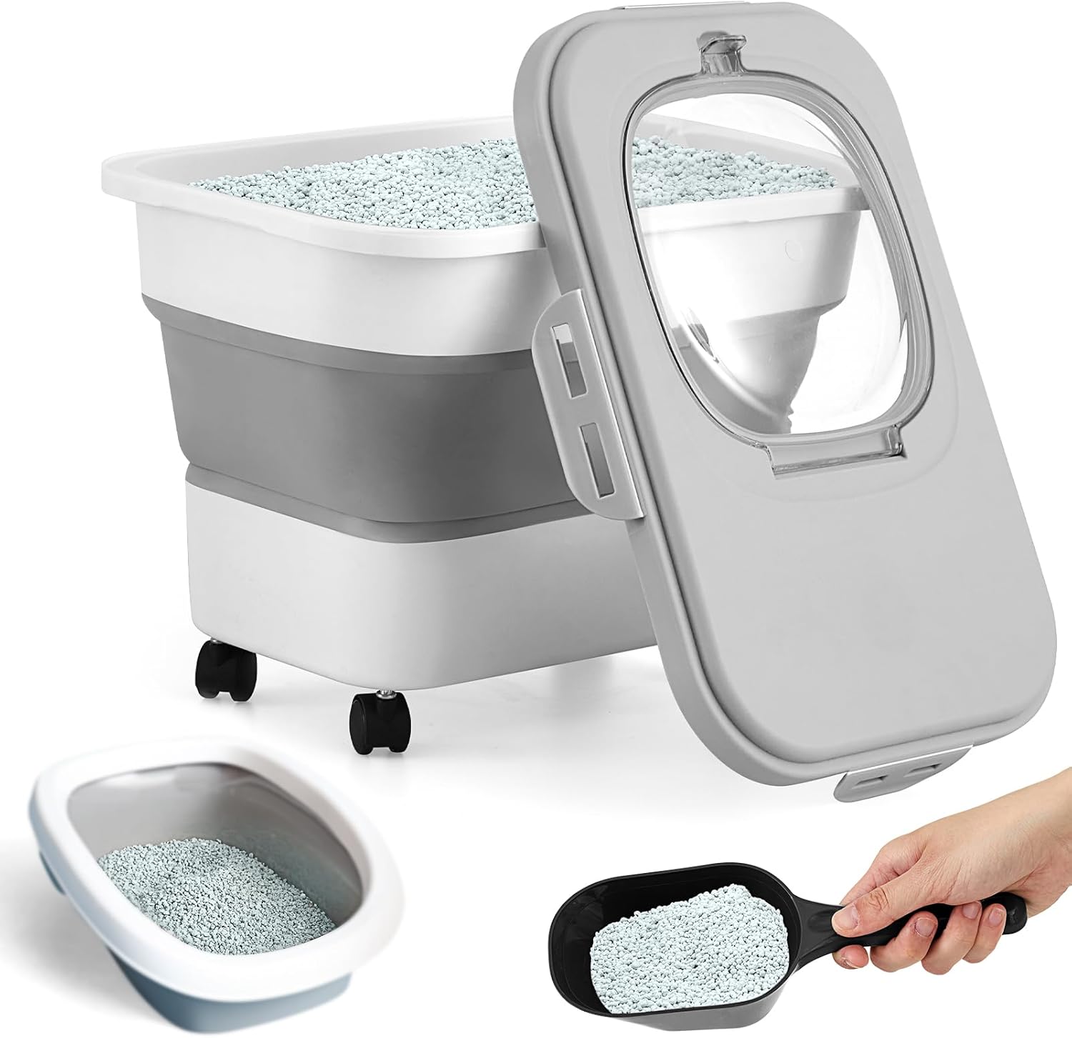 Amazon.com: Juexica Collapsible Cat Litter Storage Bin Container with ...