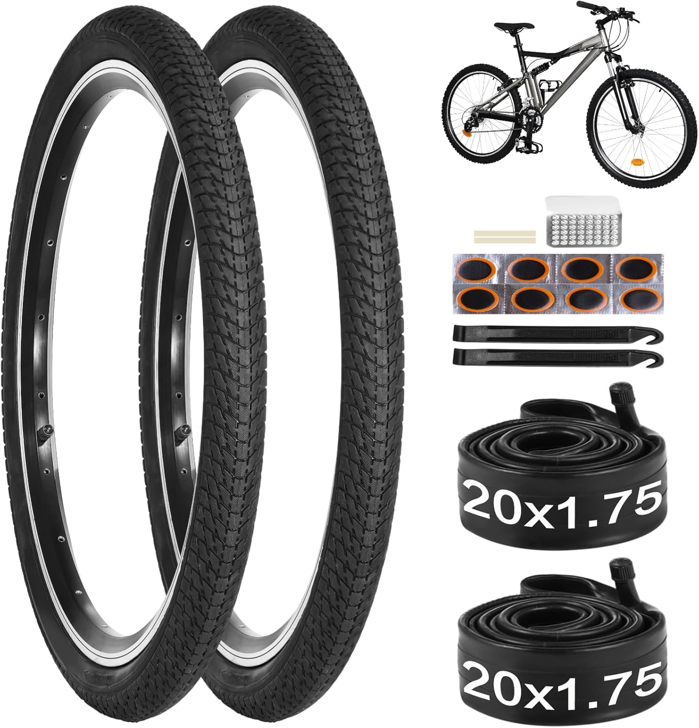 Amazon.com : yeesport 20 Inch Bike Tire, 2 Pack 20x1.75 Bicycle Tires & 20x1.5-1.75" Bike Tubes ...