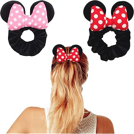 Amazon.com : Styla Hair 2pk Mouse Ear Scrunchies for Kids Velvet Hair ...