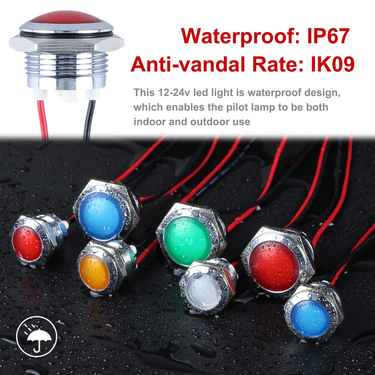 Snapklik.com : DMWD 2Pcs 12mm 12V-24V 20mA Metal Energy Saving LED ...