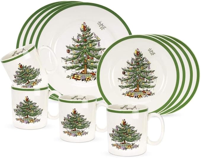Amazon.com | Spode Christmas Tree 12-Piece Dinnerware Set, Service for ...