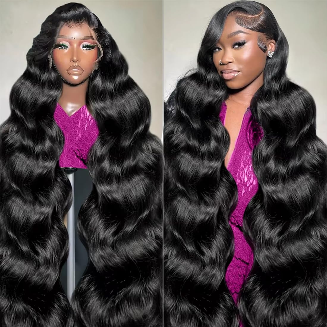 Amazon.com : GABRIELLE 34 Inch Body Wave Lace Front Wigs Human Hair ...