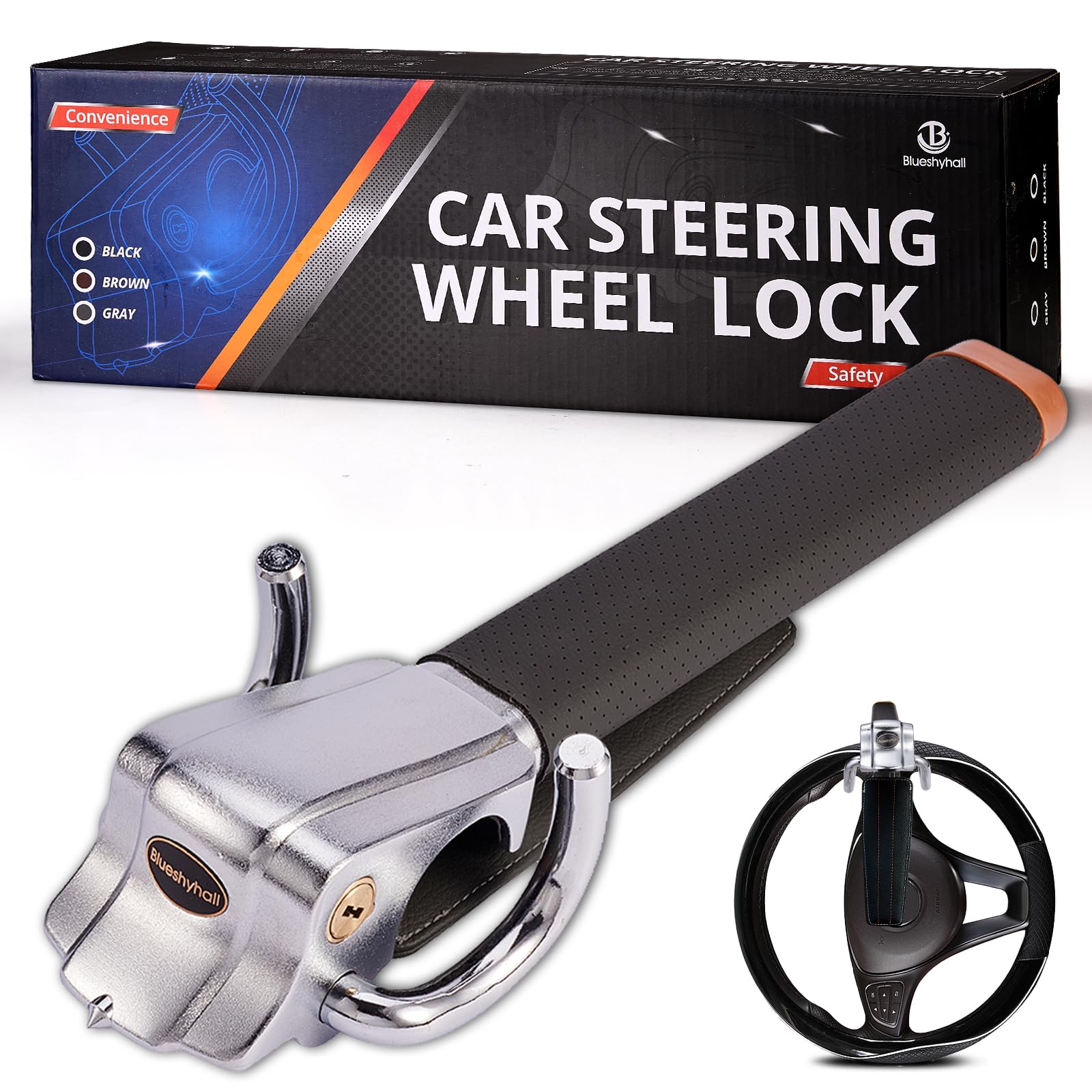 Amazon.com: Blueshyhall Vehicle Steering Wheel Lock, Anti Theft Locking ...