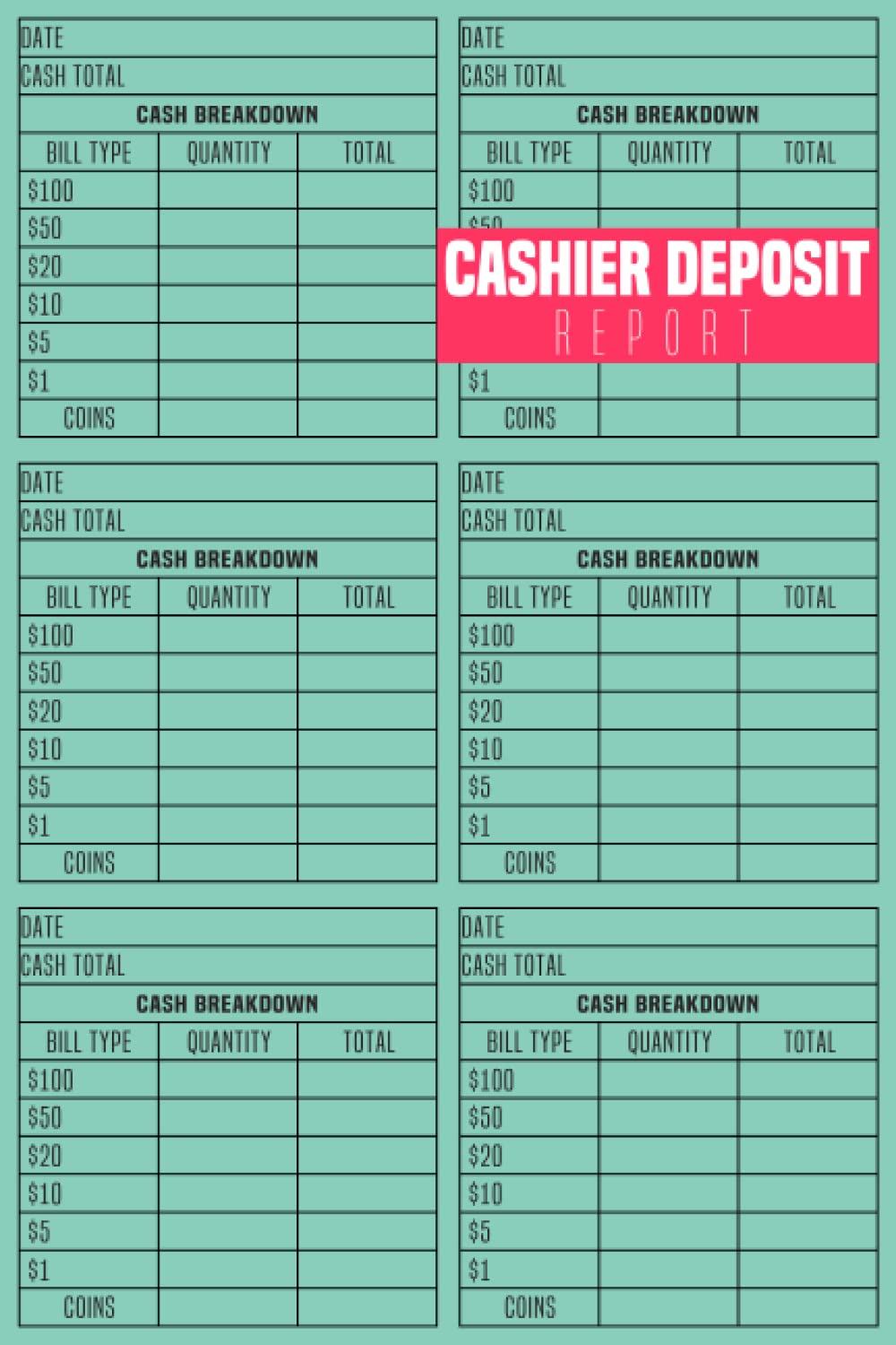 Amazon.com: cashier deposit report: Cashier's Deposit Report Log Book ...