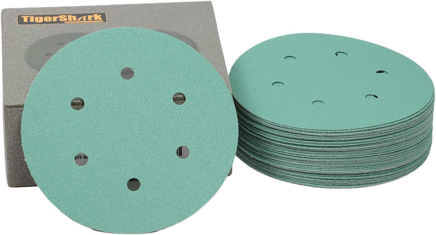 TigerShark 6 Inch Sanding Discs 6 Hole Wet Dry Grit 120 50pcs Pack ...