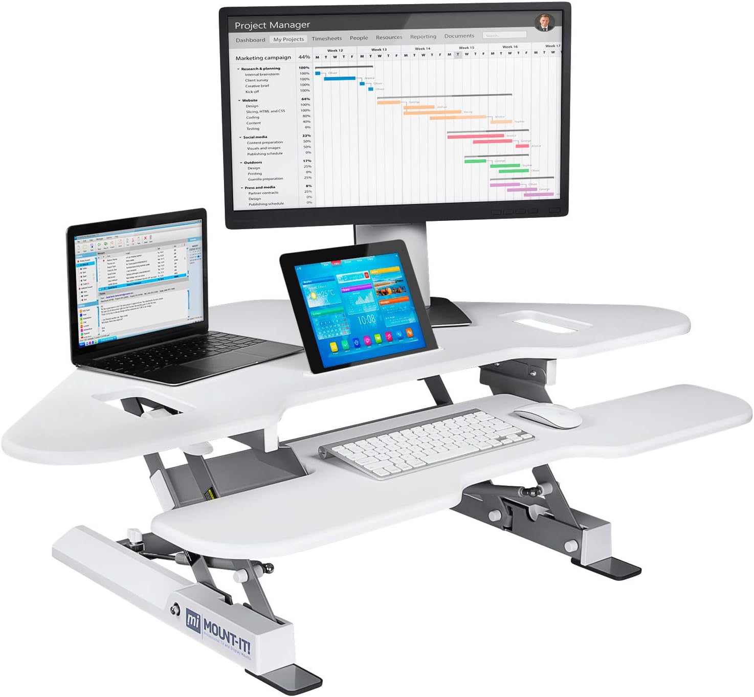 Amazon.com: Mount-It! White Corner Standing Desk Converter | Height ...
