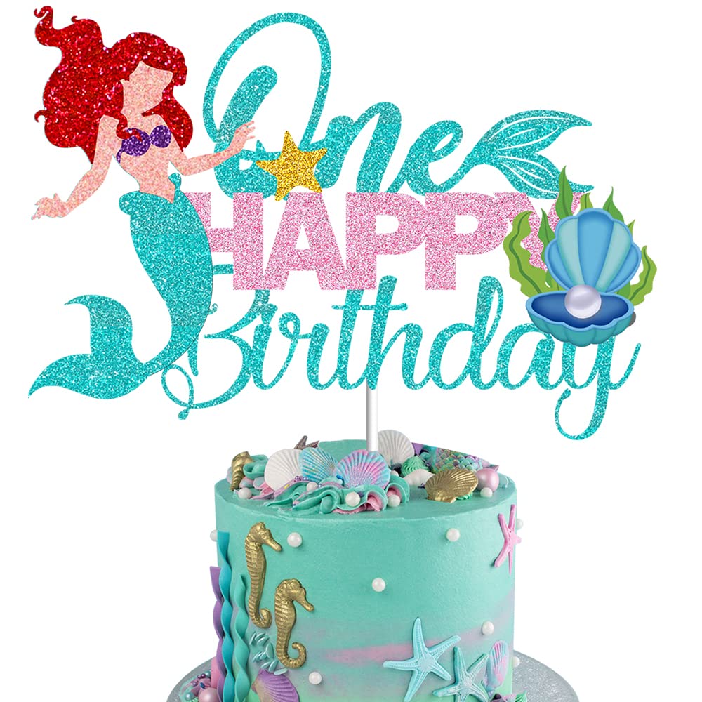Buy Mermaid One Cake Topper, Happy 1st Birthday Cake Decor, I'm One ...