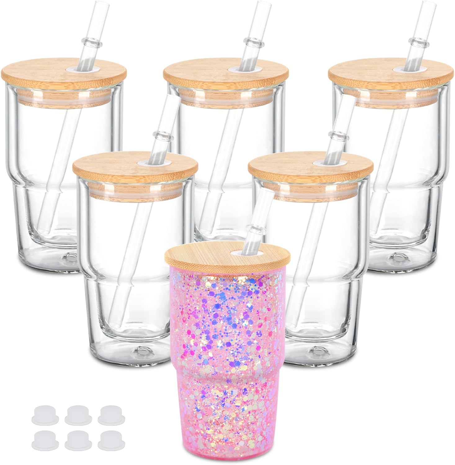 Amazon.com | Maucircol 4 Oz Mini Snowglobe Tumbler, 6 Pack Pre-Drilled ...
