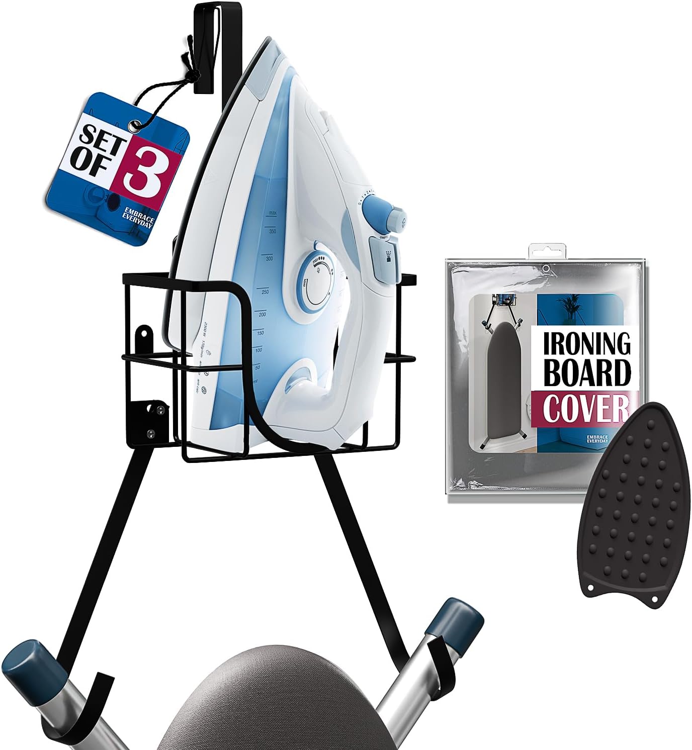 Amazon.com: Ironing Board Holder Wall Mount & Over The Door Hanger ...