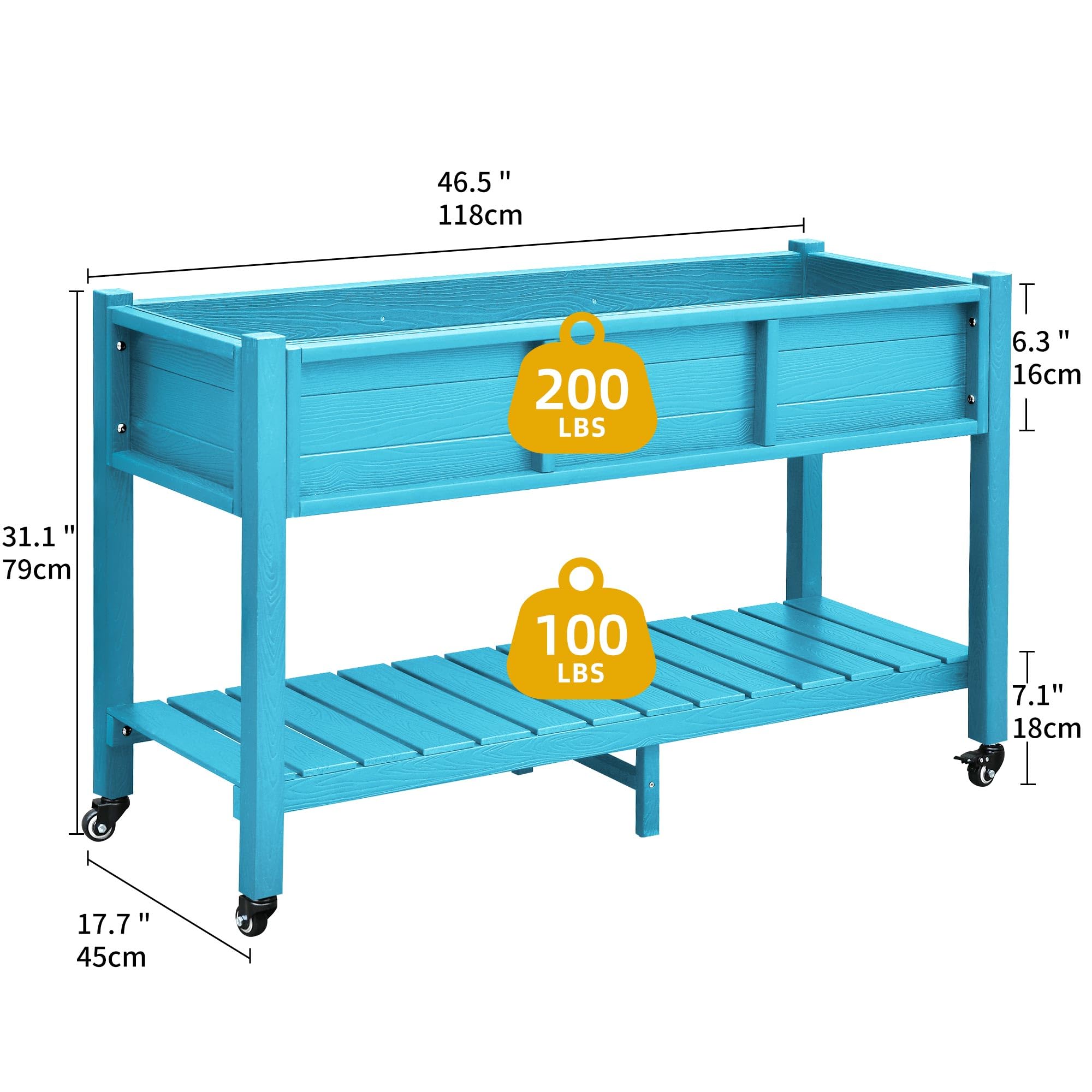 Snapklik.com : DWVO 47x18x31in Raised Garden Bed, Weather Resistant ...