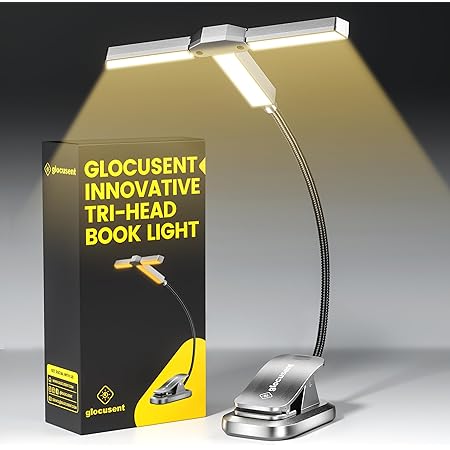 Gritin 19 LED Rechargeable Book Light for Reading in Bed with Memory Function- Eye Caring 3 ...