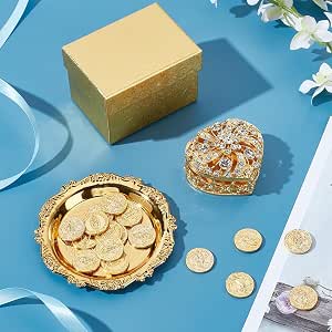 Amazon.com: ORIGACH Gold Wedding Arras Coins Set, Arras de Boda, Heart ...