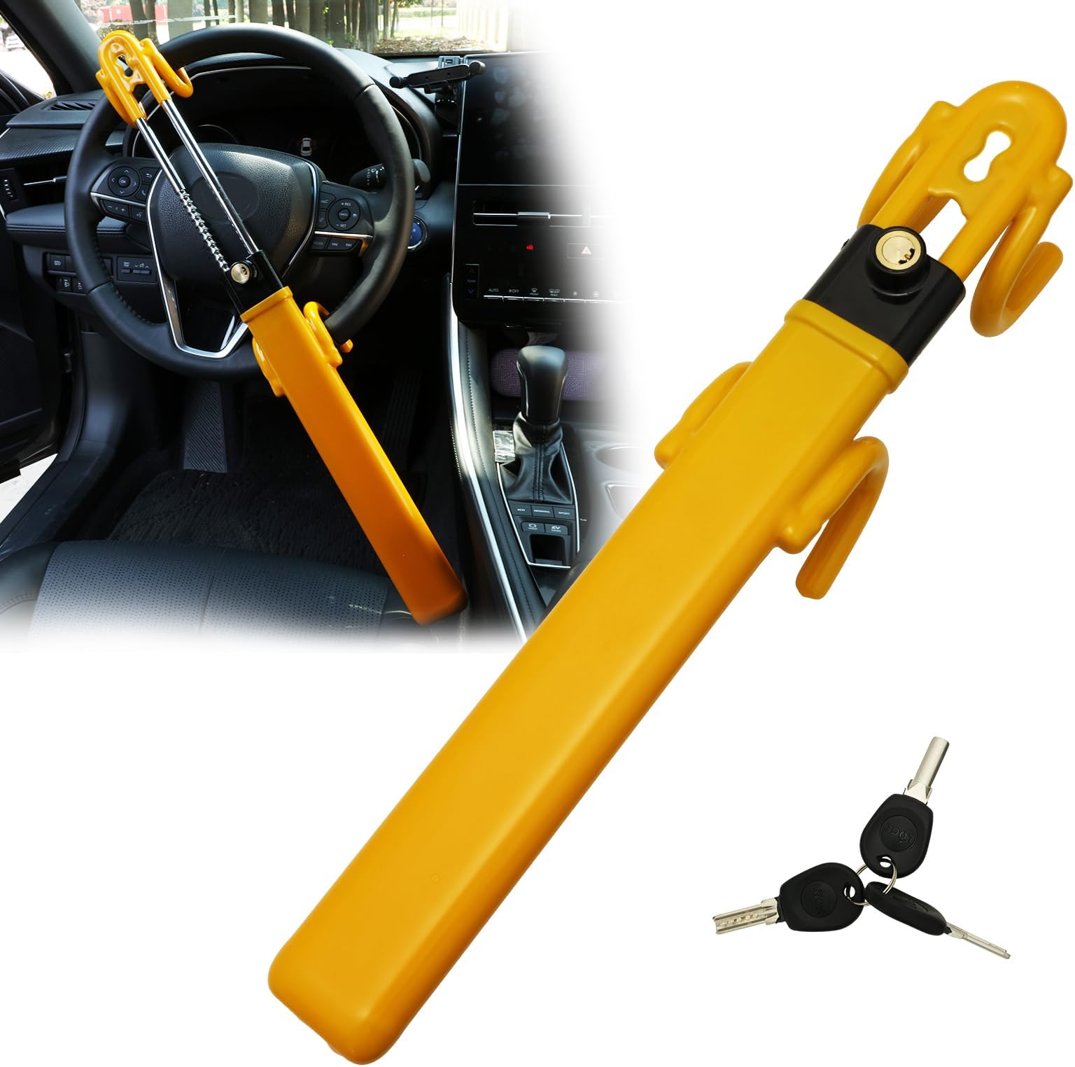Amazon.com: CARTMAN Heavy Duty Steering Wheel Lock Anti-Theft Car ...