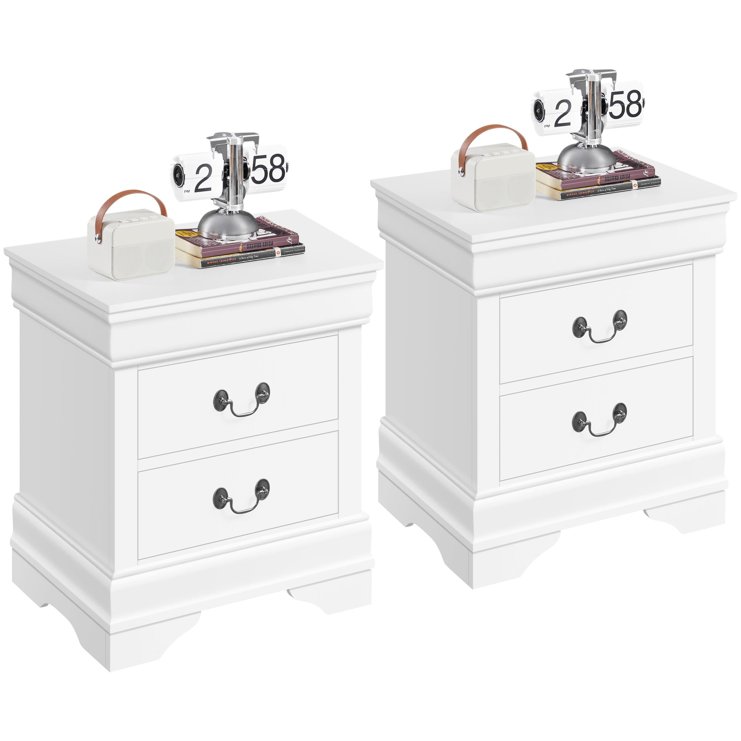 Amazon.com - Yaheetech Fully-Assembled Nightstands Set of 2, 2-Drawer ...