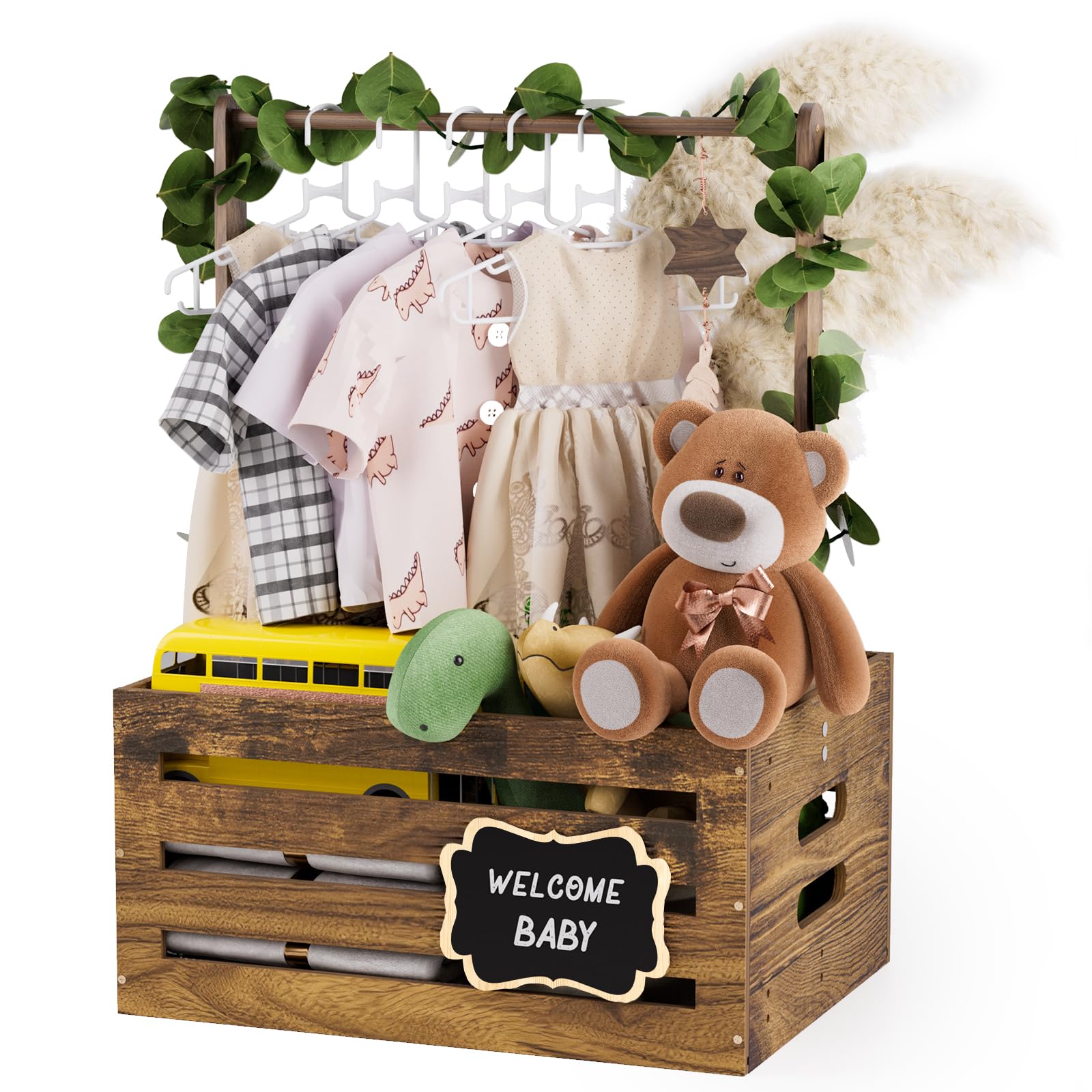 Amazon.com : Wooden Baby Shower Crate Closet, Baby Gift Basket with ...