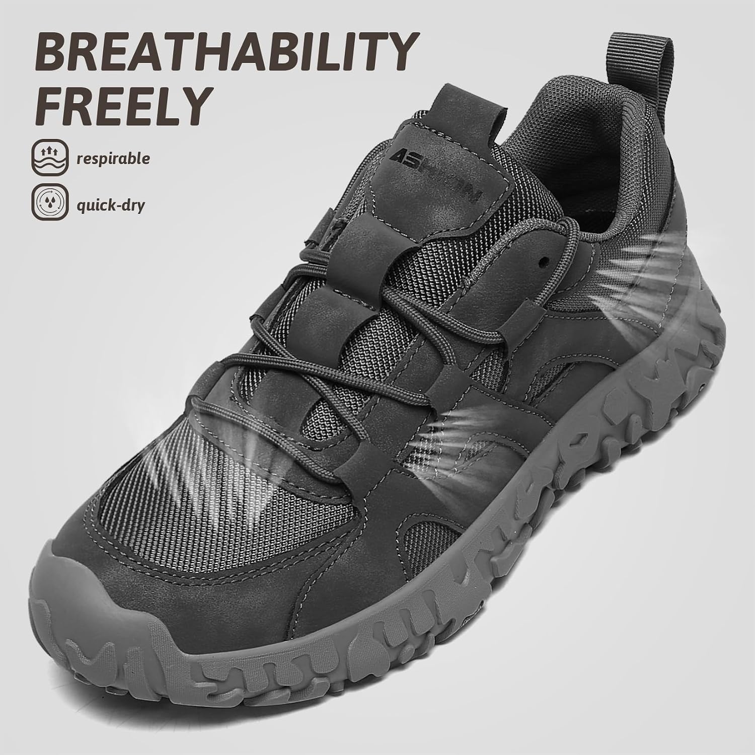 ASHION Men's Outdoor Walking Shoes Lightweight Breathable Trail Running ...