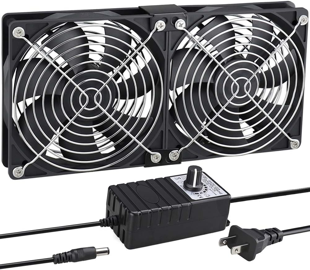 GDSTIME Big Airflow Dual 120mm Fans DC 12V Powered Fan with AC 110V ...