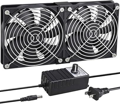 Amazon.com: GDSTIME Big Airflow Dual 120mm Fans DC 12V Powered Fan with ...
