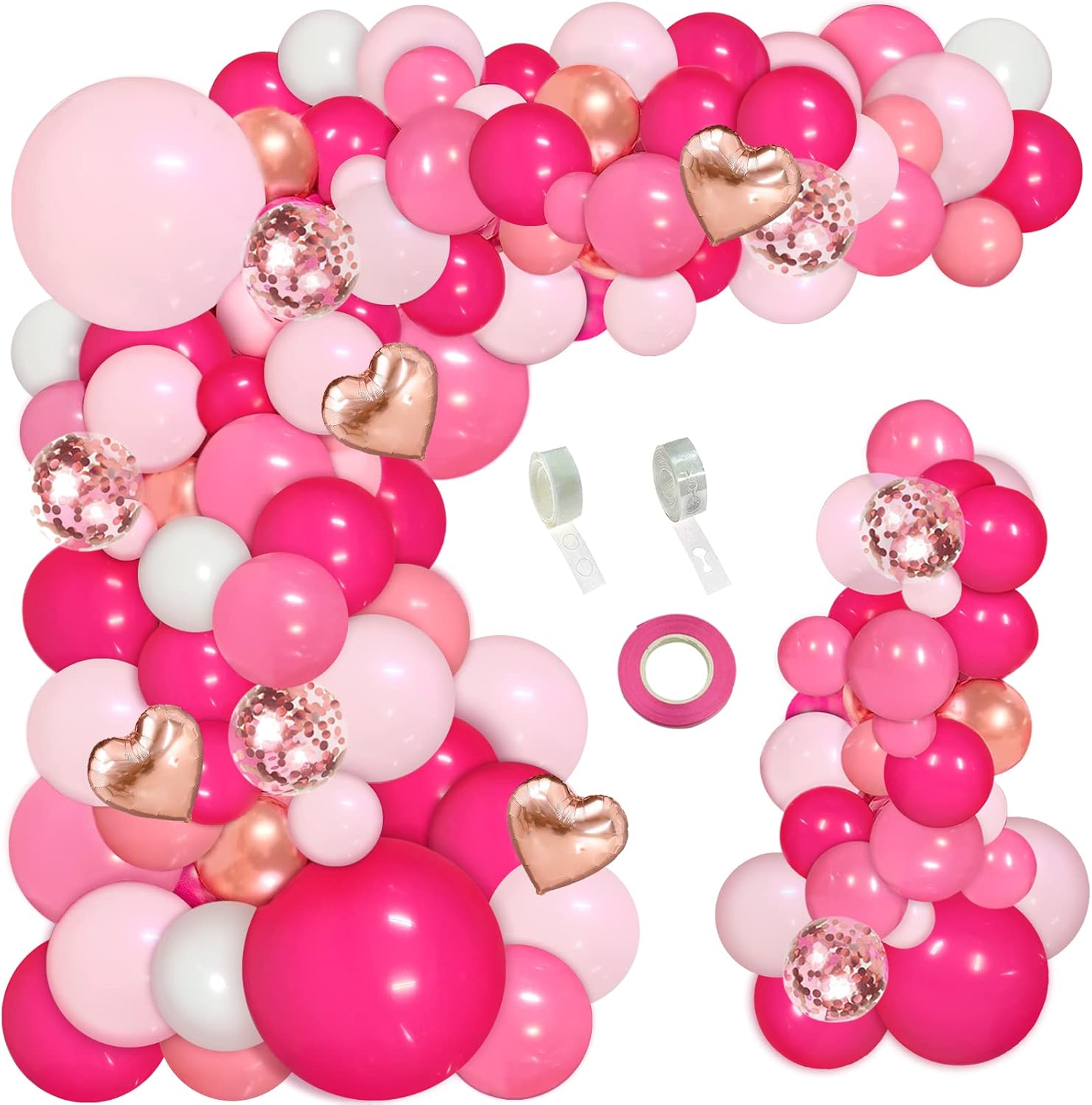 iLaFm Kit de guirnalda de globos de color rosa intenso, 147 unidades ...