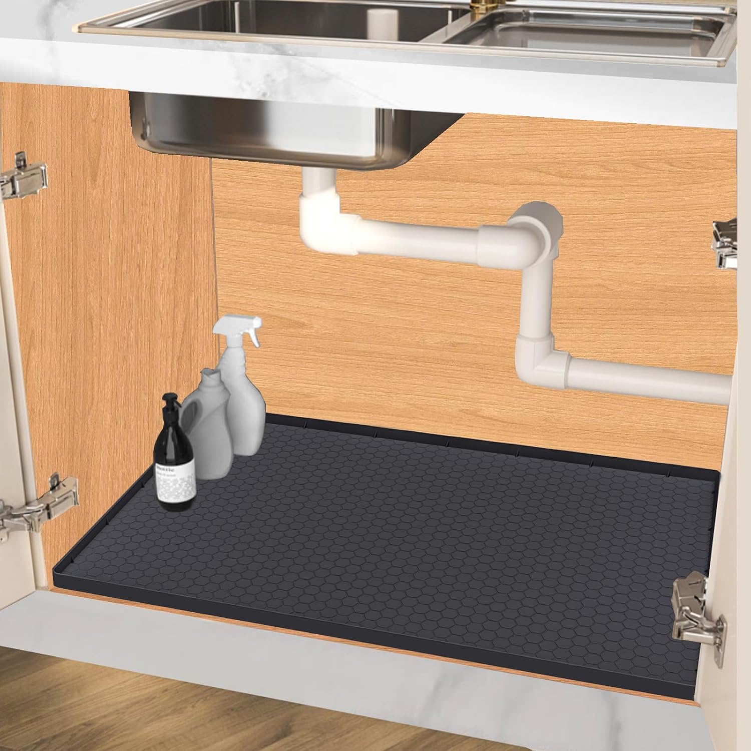 Amazon.com: Jacooxi Under Kitchen Sink Mat 28 x 19, Kitchen Bathroom ...