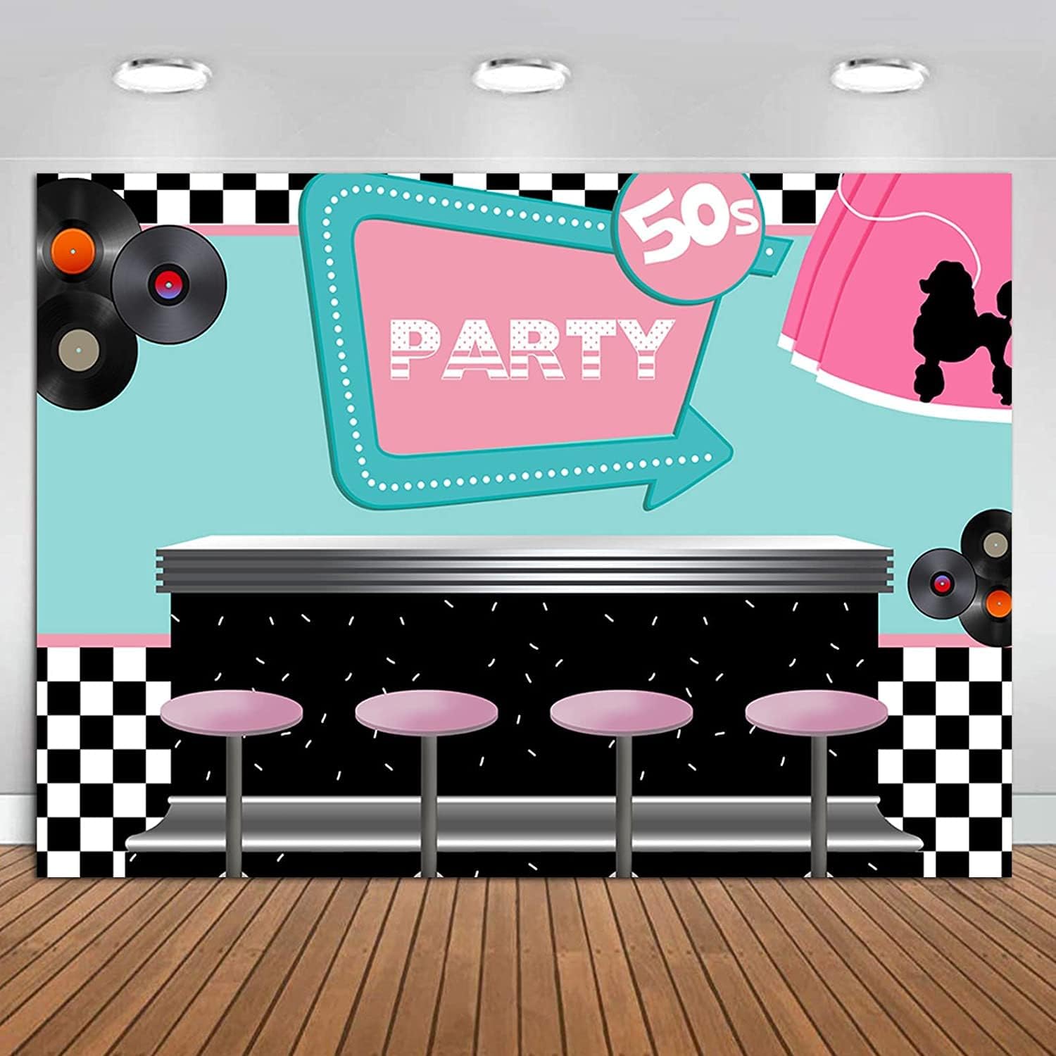Amazon.com : 50's Soda Shop Backdrop Vinyl 7X5FT Back to 50's Rocking ...