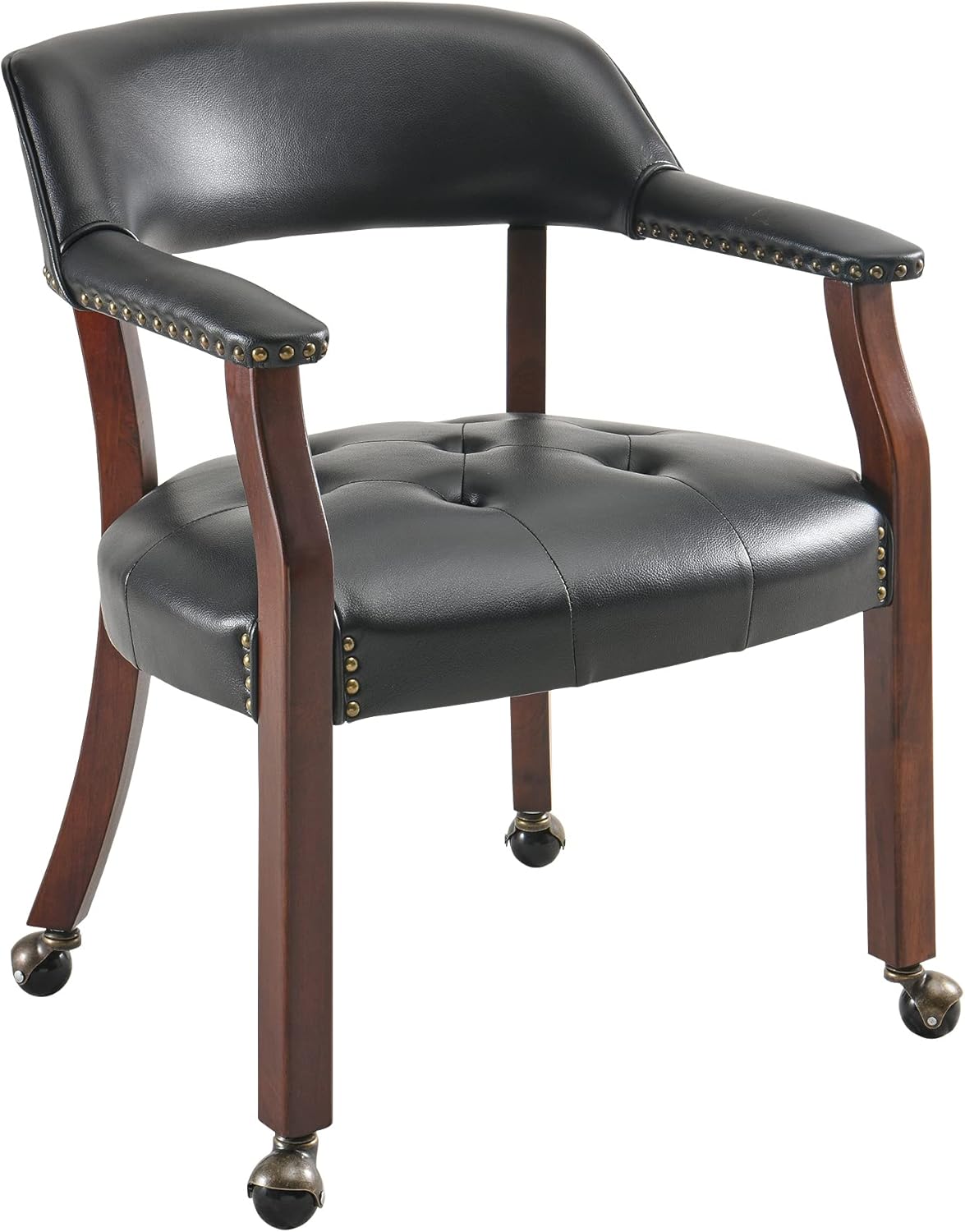 LEEMTORIG Large Dining Chairs with Casters and Arms, Rolling Dining ...