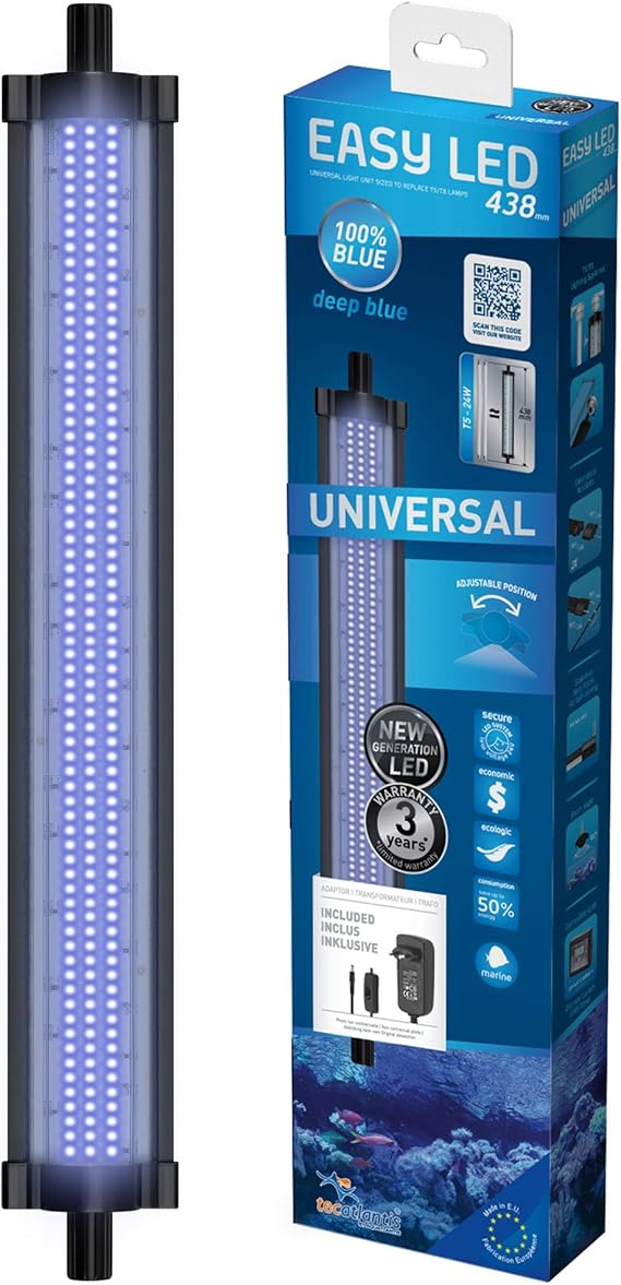 Tecatlantis Système d'Éclairage Easy LED Universal Deep Blue pour Eau de Mer 438 mm 20 W ...